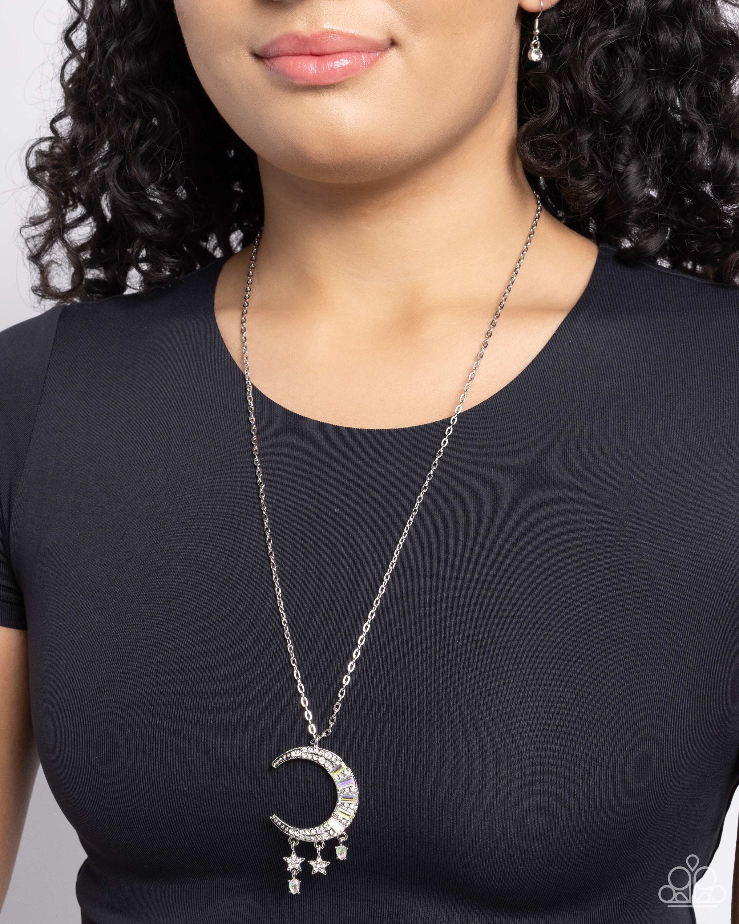 Lunar Landmark White Moon Necklace - Paparazzi Accessories – 3D Jewelz